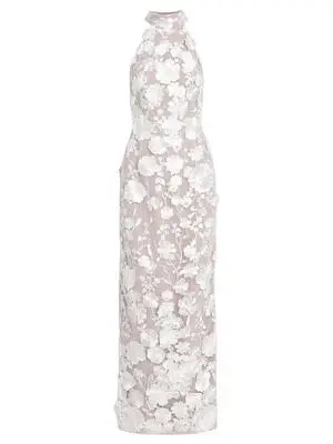 BRONX AND BRONCO Jasmine Floral-appliquéd Embroidered Tulle Maxi Dress - White