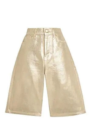 Veronica Beard Charlotte Metallic Denim Shorts - Gold