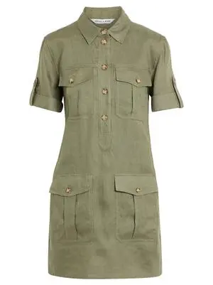 Veronica Beard Lucca Linen-twill Mini Shirt Dress - Army Green
