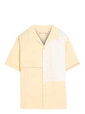 Marni Two-tone Embroidered Linen Shirt - Pastel Yellow