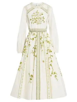 Giambattista Valli Printed Cotton-poplin Midi Dress - Ivory