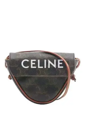 Celine 2021 Coated Canvas Triomphe Triangle Crossbody Bag - Black