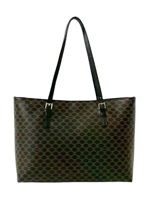 Celine 2000 Macadam Coated Canvas Tote Bag - Black
