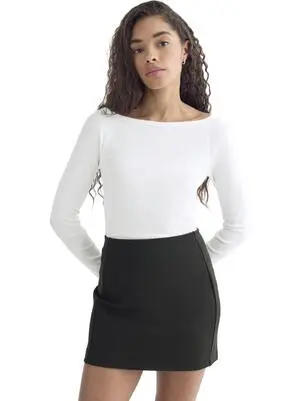Everlane Luxe Rib Boatneck Top - White
