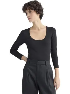Everlane Luxe Rib Deep U-Neck Top Black