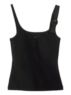 COURREGES Ribbed Sleeveless Top - Black