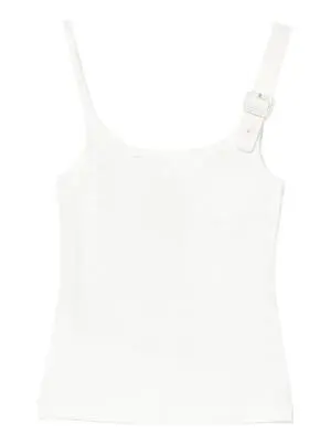 COURREGES Ribbed Tank Top With Buckle Detail - White