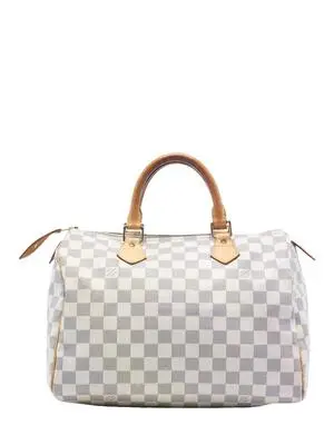 LOUIS VUITTON Damier Azur Speedy 30 Boston Bag - White