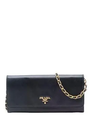 Prada Saffiano Lux Wallet On Chain Crossbody Bag - Black