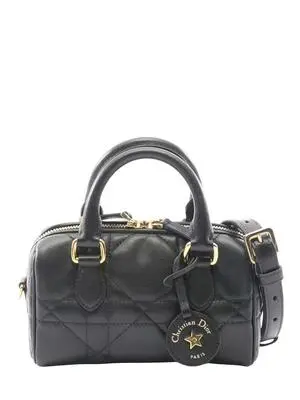 Dior 2010-2026 Mini Lambskin Macrocannage Groove 17 Satchel - Black