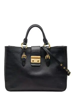 Miu Miu 2010-2025 Goatskin Madras Satchel - Black