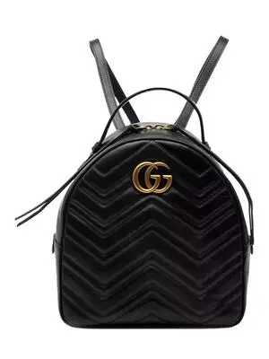 Gucci Small Gg Marmont Matelassé Leather Backpack - Black