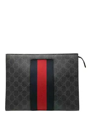 Gucci Gg Supreme Web Clutch - Black