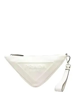 Prada 2013-2025 Grace Lux Triangle Wristlet Pouch - White