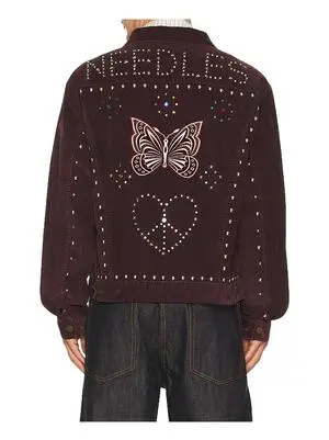 Needles Studded Corduroy Jean Jacket - Burgundy