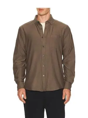 RHONE Work From Home Shirt In Brown - Mushroom Brown