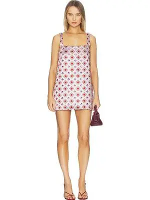 Retrofete Zephyra Embellished Mini Dress - Lavander Geometric Tile