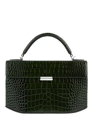 TOTEME Clip Croco-embossed Top Handle Bag - Dark Green