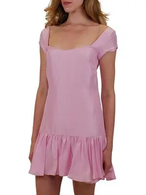 Azeeza Arti Raw Silk Mini Dress - Cherry Blossom