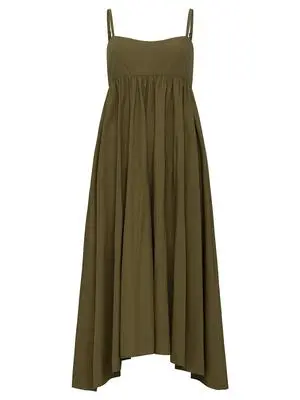 Azeeza Rachel Poplin Midi Dress - Olive