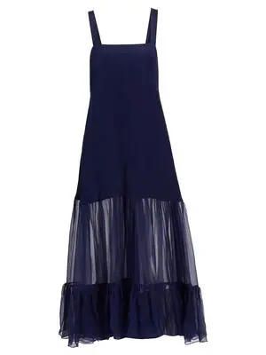 Azeeza Bellevue Cdc Chiffon Midi Dress - Navy