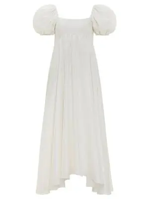 Azeeza Rory Raw Silk Midi Dress White