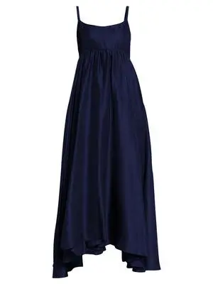 Azeeza Rachel Raw Silk Midi - Navy