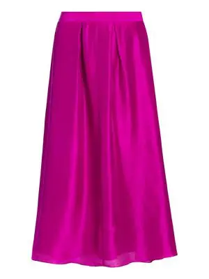 Azeeza Sheridan Raw Silk Pleated Skirt - Magenta