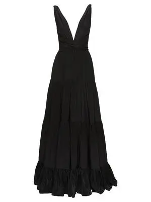 Azeeza Callan Crêpe De Chine Gown - Black