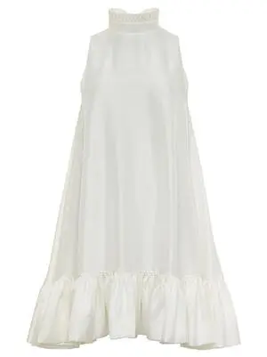 Azeeza Alcott Raw Silk Mini Dress - White