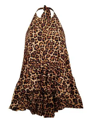 Azeeza Winston Raw Silk Top - Leopard