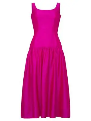 Azeeza Usha Taffeta Midi Dress - Magenta