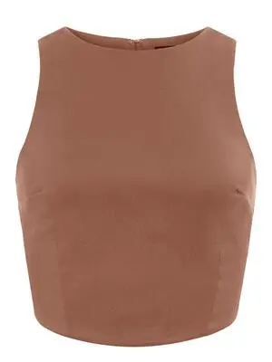 Azeeza Lina Stretch Poplin Top - Mocha