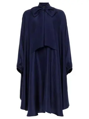 Azeeza Emlyn Raw Silk Midi Dress - Navy