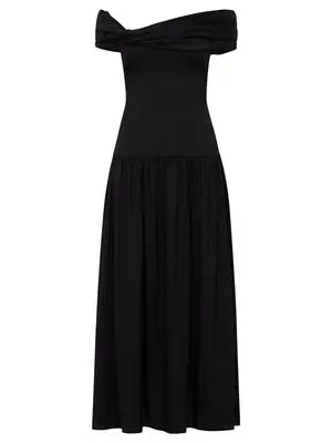 Azeeza Veda Satin Midi Dress - Black