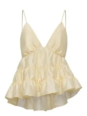 AZLEE Viola Taffeta Top Ivory