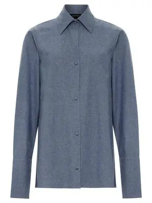 Azeeza Kareena Chambray Mini Shirt Dress - Medium Denim Chambray