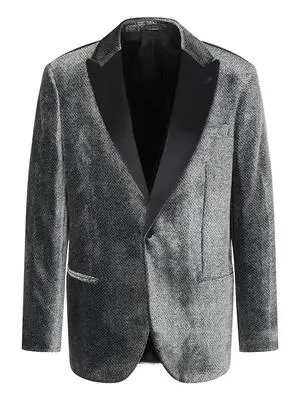 Giorgio Armani Giorgio’s Single-breasted Tuxedo Jacket In Micro Devoré Velvet - Black