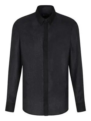 Giorgio Armani Giorgio’s Shirt In Silk Twill With A Diagonal Print - Black