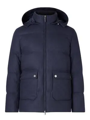 Canali Hooded Cashmere Down Jacket - Blue