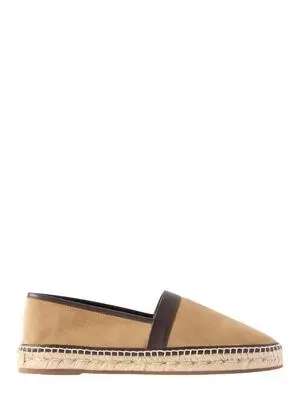 Manolo Blahnik Nerano Leather-trimmed Suede Espadrilles - Brown
