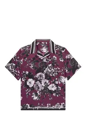 Dolce & Gabbana Camp-collar Floral-print Silk-twill Shirt - Burgundy