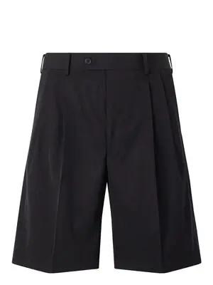 Auralee Wide-leg Pleated Wool-gabardine Shorts - Black