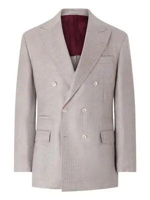 TOM FORD Double-breasted Herringbone Suit Jacket - Neutrals
