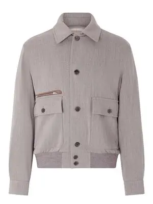 Dunhill Wool Jacket With Suede Trim - Neutrals