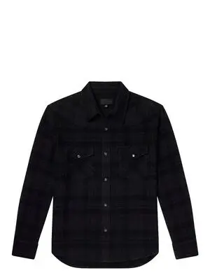 NILI LOTAN Travis Checked Cashmere Shirt - Black