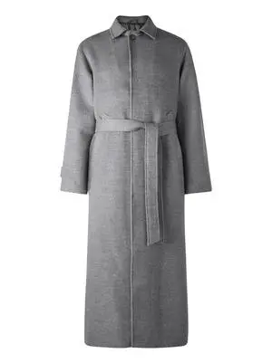 SAMAN AMEL Belted Wool Overcoat - Gray