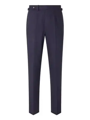 Dunhill Straight-leg Pinstriped Wool Trousers - Blue