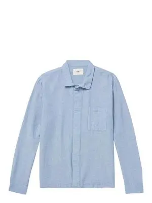 Folk Patch Cotton-seersucker Shirt - Blue