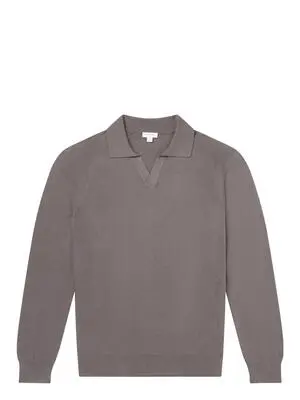 Sunspel Sea Island Cotton And Cashmere-blend Polo Shirt - Brown